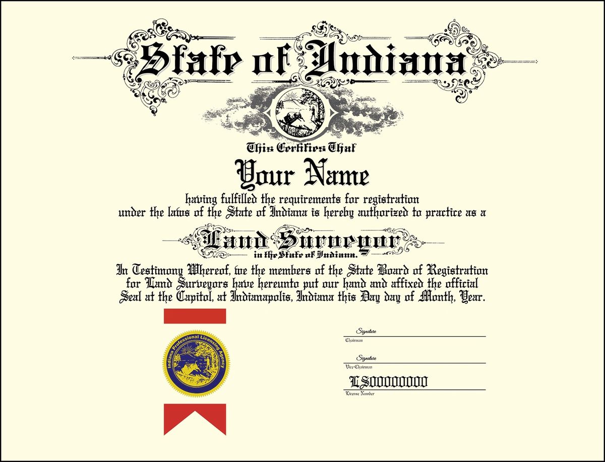 Old-Style Land Surveyor Certificate